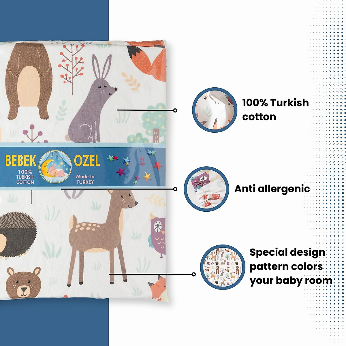 Bebek Ozel Fitted Crib Sheets,0 Organic Cotton Sheets for Standard Crib and Toddler Mattresses, (Pack of 1)(28"x52") Turkish Cotton Baby Crib Sheets Neutral(NO Pillow Cover)(Nature Green)