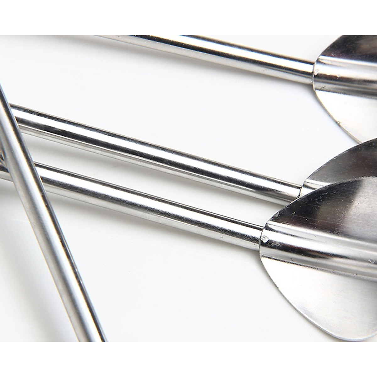 TSACTE Stainless Steel Spoon Drink Straw Set of 5 Long Spoons Heart-shaped Food-Grade Straw Spoon for Home Café Office Restaurant