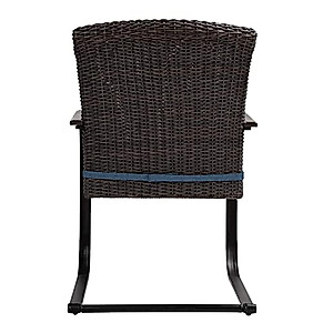 Grand patio 2 Pieces Dining Wicker Chair Set,Outdoor Dining Set,Steel Frame Rocking Chair with Cushion for Conversation for Yard,Garden,Backyard, Deck,Bistro(Peacock Blue)
