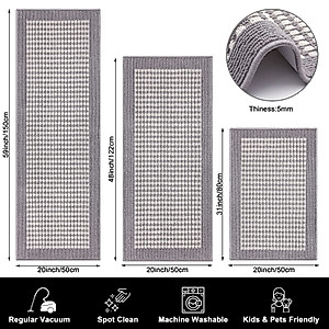 Ileading Kitchen Mat Sets 3 Piece Water Absorbent Kitchen Floor Rugs Non Slip Entrance Runner Rugs Farmhouse Laundry Throw mats Machine Washable Carpet Sets for Indoormat Balcony Garage(Grey)