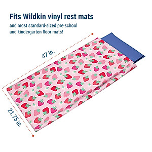 Wildkin Kids Nap Mat Cover for Boys & Girls, Featuring Sewn-in Flap Design, Ideal for Preschool and Daycare, Fits Our Vinyl Nap Mat up to 1.5 Inches Including Basic Sleep Ma (Strawberry Patch)