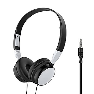 Wired Headset, 3.5mm Plug Noise Cancelling Stereo Gaming Headphones for Computer Telephone (White)