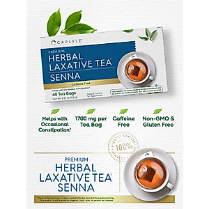 Carlyle Herbal Laxative Senna Leaf Tea | 60 Tea Bags | No Caffeine | Helps with Occasional Constipation | Vegetarian, Non-GMO & Gluten Free