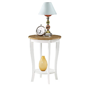 Convenience Concepts American Heritage Round End Table, Driftwood / White