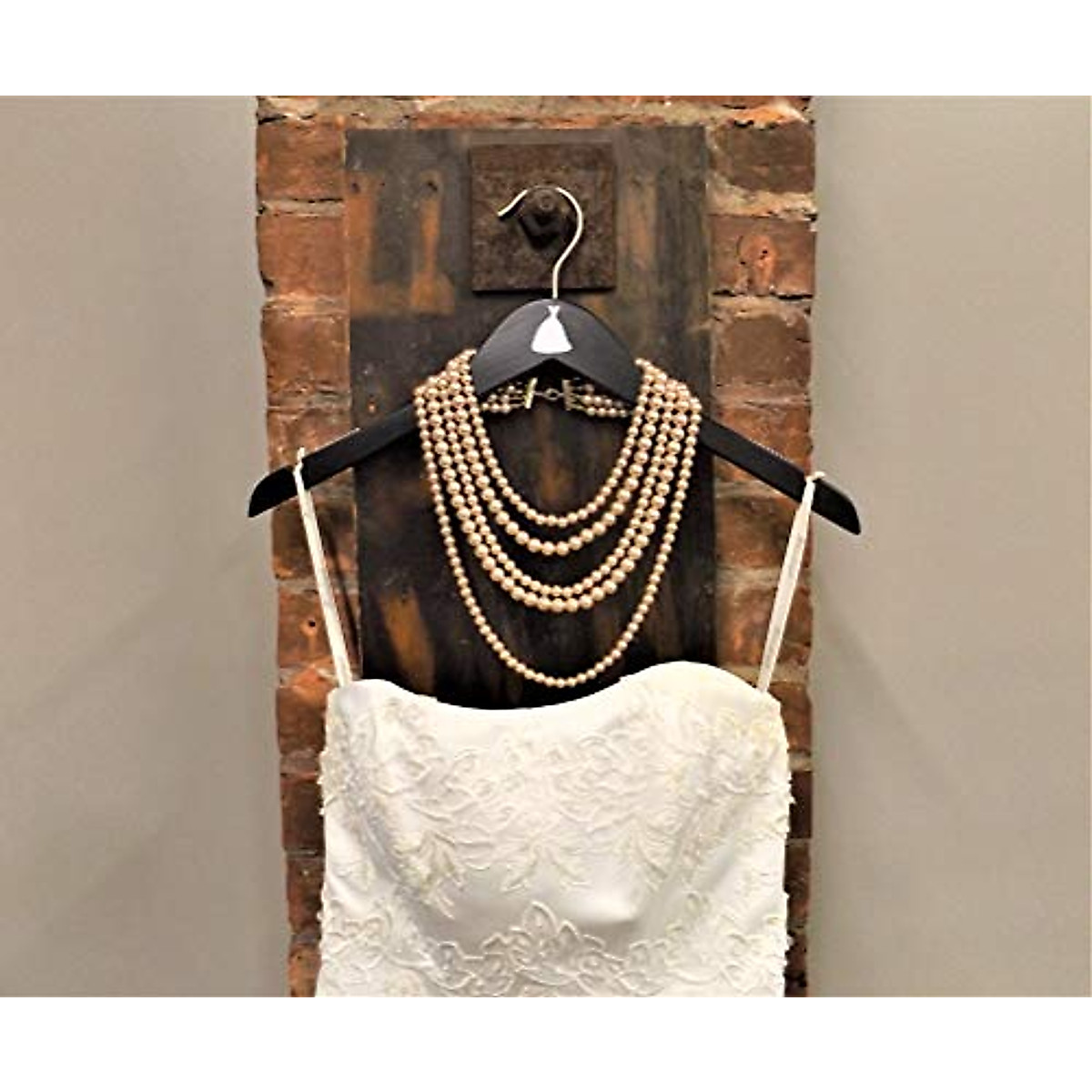 NAHANCO GT204517 Bridal Hanger Set, Wooden Hangers Imprinted with Tux and a Bridal Gown, 17” (2 Piece Set)