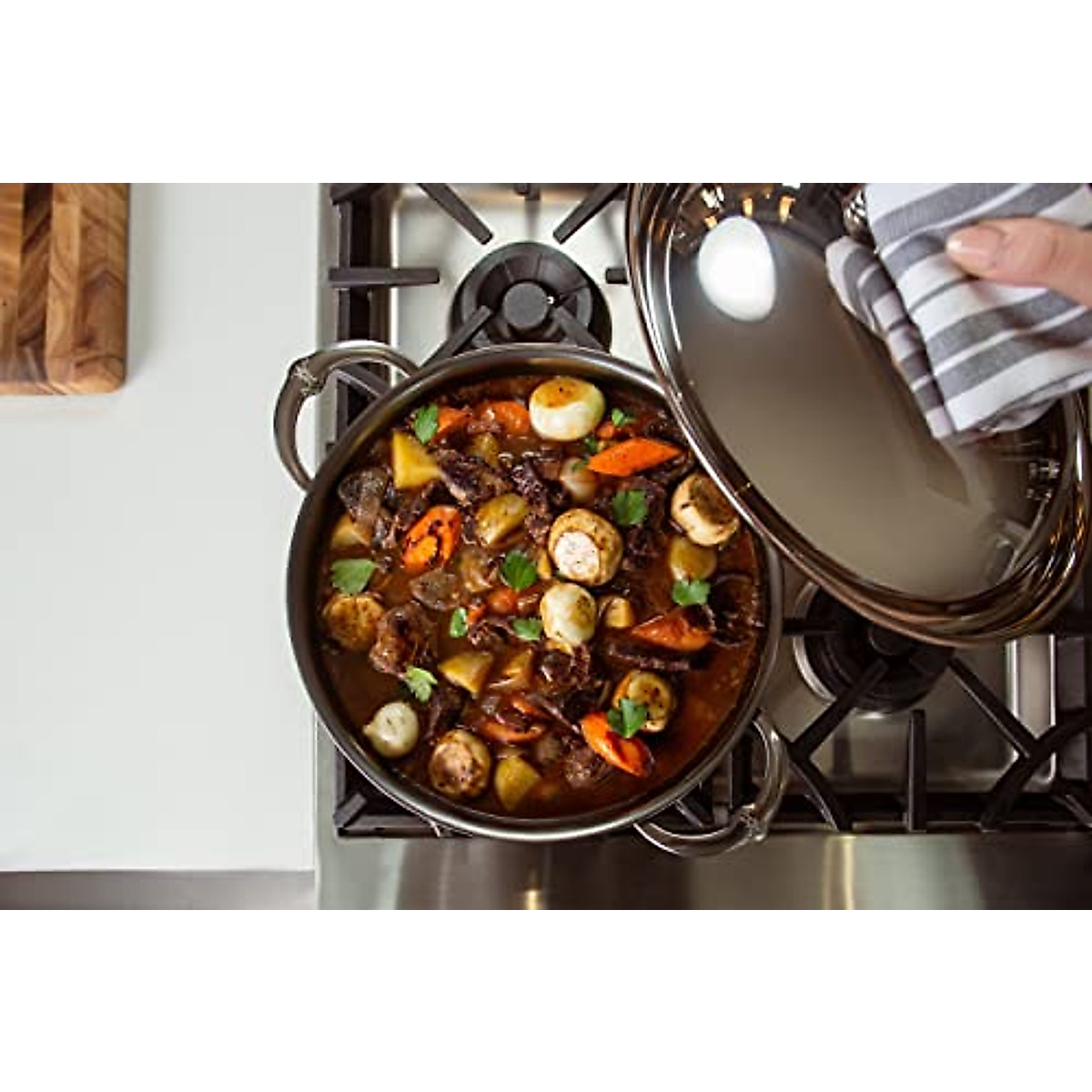 Hestan - NanoBond Collection - Titanium Stainless Steel 5-Quart Dutch Oven - Toxin, PFAS, & Chemical Free Clean Cookware, Induction Cooktop Compatible