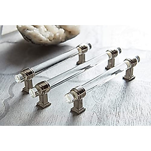 Amerock | Cabinet Pull | Clear/Polished Nickel | 3-3/4 inch (96 mm) Center to Center | Glacio | 1 Pack | Drawer Pull | Drawer Handle | Cabinet Hardware