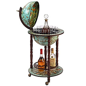Design Toscano Sixteenth Century Cielo Replica Globe Bar Liquor Cabinet, 18 Inches Wide, 18 Inches Deep, 36 Inches High, Blue Finish