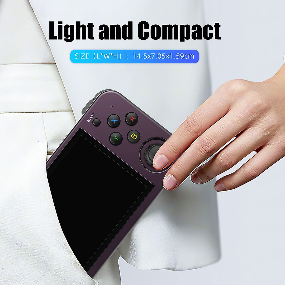 RG353M Handheld Game Console Built-in 64G Card 4452 Games, Aluminum Alloy Shell and 3.5 inch IPS Multi-Touch Screen,Dual OS Android 11 and Linux Support 5G WiFi 4.2 Bluetooth Streaming and HDMI