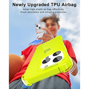 Svanove for iPhone 13 Pro Max Case Clear, Neon Bright Vibrant Color, Transparent Jelly Protective Silicone Phone Case Design for Women Girly Cute, Thin Slim Fit Soft Flexible TPU Bumper, Neon Yellow