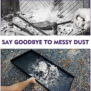 Mxclimate Fireplace Tray Ash Pan,Adjustable Black Ash Pan with Handles for Inside Fireplace.Expandable Galvanized Steel Ember Holder Fireplace Pan for Ash Collection,Rectangle