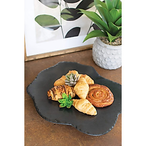 MY SWANKY HOME Black Natural Stone Rustic Edge Lazy Susan Kitchen Turntable Rotating Tray