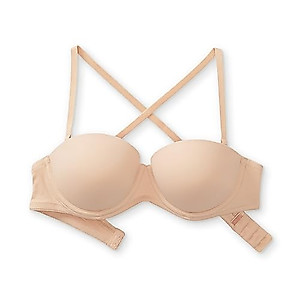 Victoria's Secret Pink Wear Everywhere Strapless Push Up Bra, Padded, Adjustable Straps, Beige, (34C)