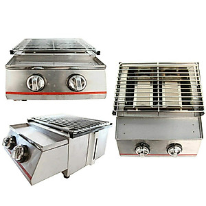 2 Burners Gas BBQ Grill, Stainless Steel Tabletop Smokeless Outdoor Barbecue Cooker Gas Grill Tabletop Grill Portable Grill for Kitchen, Camping, Outdoor, Tailgating, or Picnicking