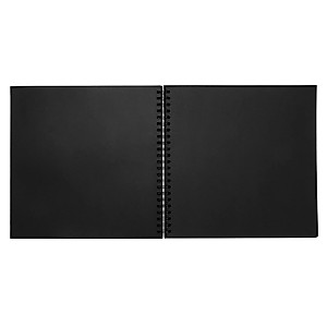 Paper Junkie Hardcover Scrapbook - Blank Wedding Guest Book, DIY Photo Album, Black Spiral Bound Cardboard Cover Sketchbook for Kids Craft, Diary Journal - Square - 40 Sheets - 12x12