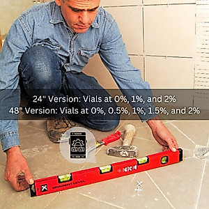 Kapro - 105 Topgrade Gradient Box Level - with Slope Measurements - Features Pre-Set Sloped Vials, Rubberized End Caps, Finely Milled Precision Surface - Hand Calibrated - Aluminum - 48 Inch