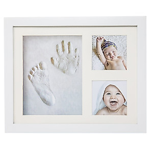 Handprint Footprint Memory Kit by Little’s Comfort - personalized clay keepsake with wooden picture frame-for newborn infants, kids, adults, family or pets-baby shower-photo decoration-non toxic