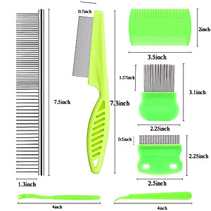 Lamoutor 7Pcs Pet Flea Comb Fine Tooth Comb and Pet Stainless Steel Combs for Dogs Cats Pet