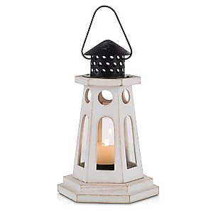 Decorative Candle Lantern Vintage Wood Lanterns with Glass Rustic Hanging Candle Holders Decor for Farmhouse Outdoor Garden Home