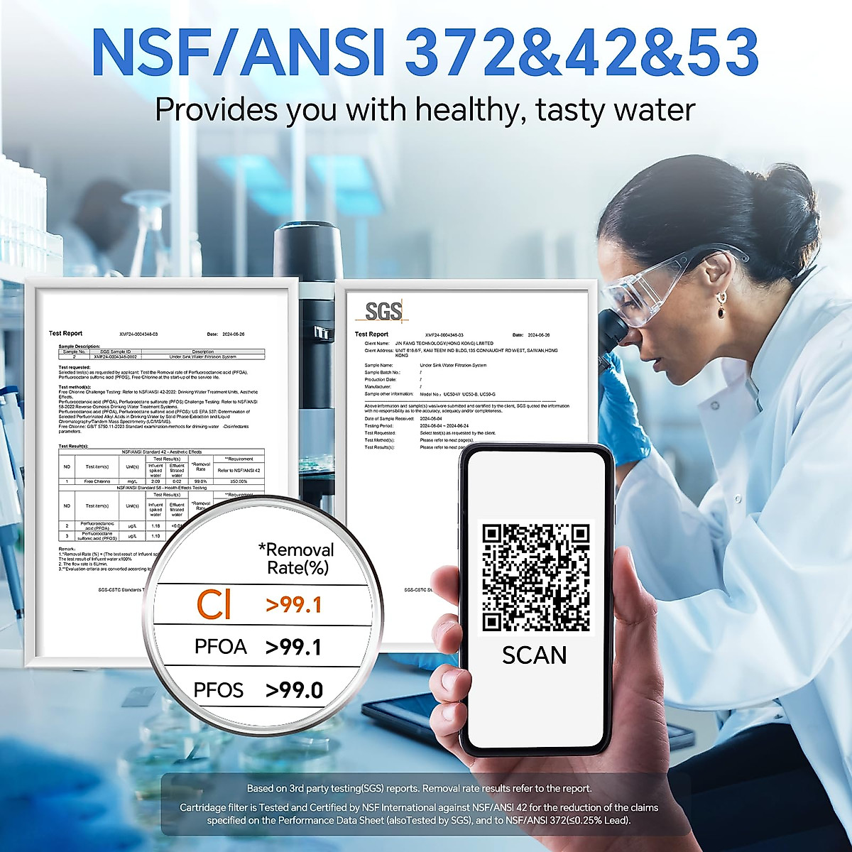 Stokk UC50 Under Sink Water Filter, Reduces Lead, Chlorine, Bad Taste & Odor, 26000 Gallons Under Counter Water Filter Systems Direct Connect to Kitchen Faucet, NSF/ANSI 372& 42& 53