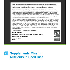 HARI Prime Parrot Vitamin, Mineral and Amino Acid Supplement for Seed Eating Birds, 11.3oz