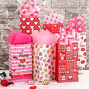 Whaline 120 Sheets Valentines Tissue Paper, Assorted Love Heart Design Gift Wrapping Paper for Arts Crafts, Gifts, DIY, Birthdays, Weddings, Showers