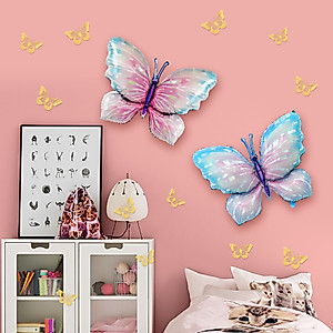 163Pcs Butterfly Pink and Purple Balloons Garland Arch Kit, Birthday Baby Shower Decorations Pink Purple Blue Confetti Star Balloons for Girls Women Bridal Wedding Butterfly Party Baby Shower Supplies