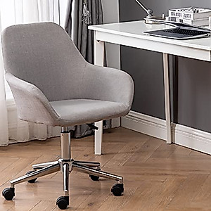 BTEXPERT Arm Mid Back Home Computer, Office Task Wheels, Swivel Height Adjustable, Comfy Soft Desk Chair, (5174), Gray Fabric