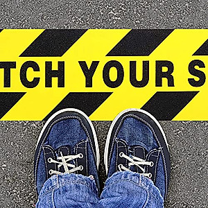 3Pack Watch Your Step Non-Slip Stair Warning Sticker Adhesive Tape Help Prevent Falls Anti Slip Abrasive Treads for Workplace or Home Safety Wet Floor Caution, 6" x 24"