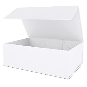 White Gift Box 12" x 6" x 4" with Magnetic Closure Lid Gift Box for Presents,Bridesmaid Gifts Box,Cute Box,Birthday Gift box,Luxury for Gift Packaging, Magnetic Gift Box for Wrapping Gifts (White)