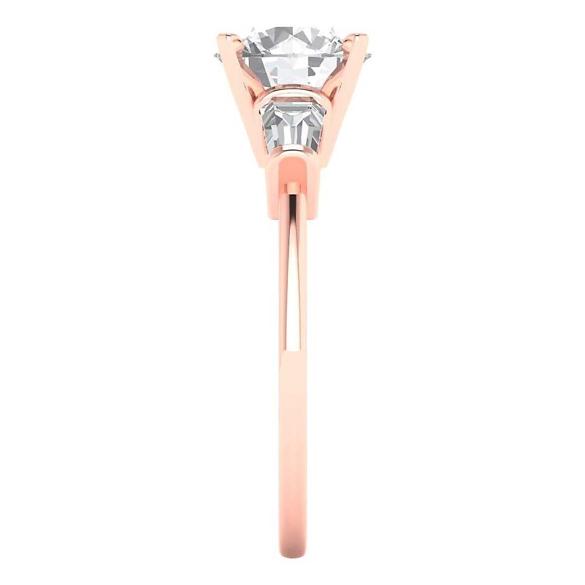 Clara Pucci 2 ct Round Cut 3 stone Solitaire Lab Created White Sapphire Designer Anniversary Bridal Engagement Ring 14k Rose Gold 9.5