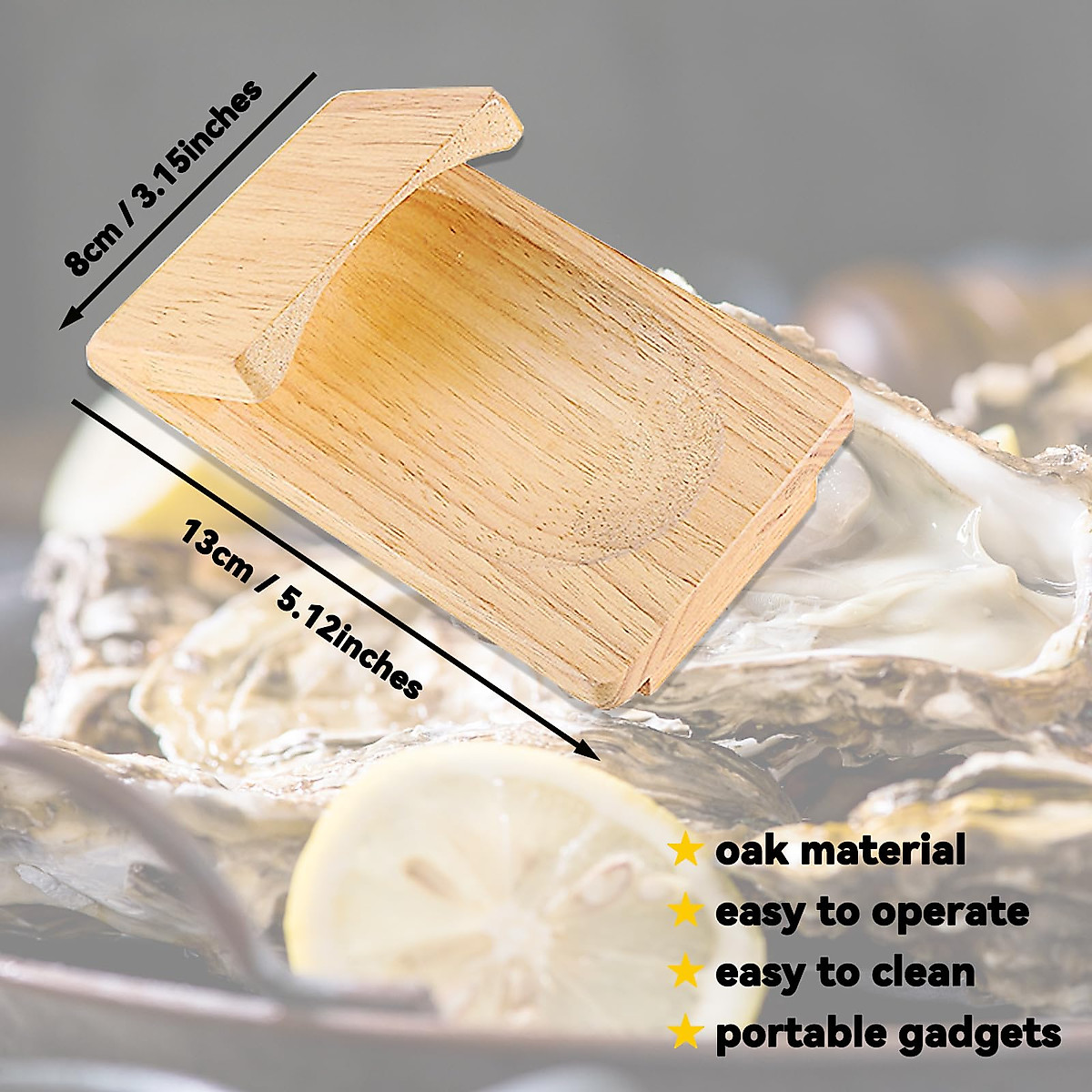 1/2/3PCS Oyster Shucking Clamp, 8×13cm Wood Shucking Clamp Oyster Shucking Protector, Wooden Holder Oyster Shucking Clamp, Oyster Opener Tool for Kitchen Home Outdoor Barbecue Camping (2PCS)