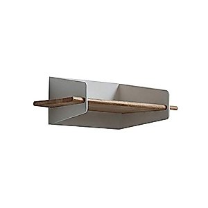 PIBM Stylish Simplicity Shelf Wall Mounted Floating Rack Shelves Iron Art Solid Wood Bookshelf Potted Plant Storage Rectangle Save Space,6 Colors,3 Sizes, White , 29.5x15x10cm