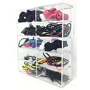 BY ALEGORY Acrylic Hair Accessory Organizer Storage for Bows Ties Bobbi Pins Claws Barrette Silk Scarves Scrunchies Ribbon Bandana Drawer Refillable Container Tray