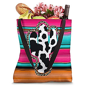 Western Cow Cactus Leopard Cheetha Serape Turquoise pink Tote Bag