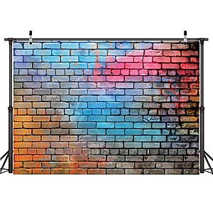 AIIKES 8x6FT Colorful Brick Wall Photo Backdrop 80's Hip Hop Disco Baby Birthday Wedding Graduation Themed Party Photography Background Fashion Decor Studio Photo Booth 11-502