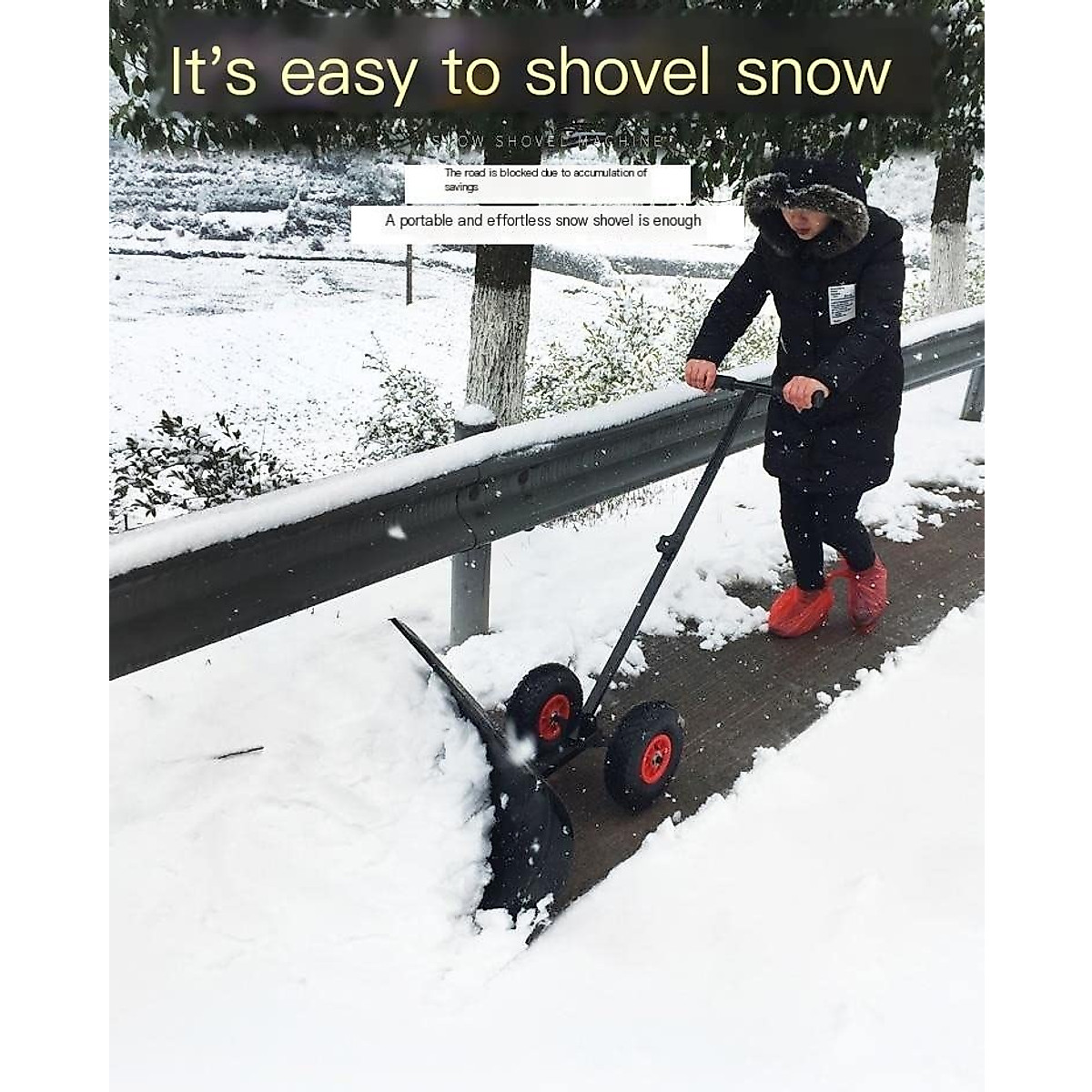 Snow Plow Snow Dump Snow Shovel with Wheels, Shovel Wheeled Snow Pusher ...