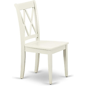East West Furniture Dining CLC-LWH-W Clarksville Double X-Back Formal Chairs in Linen White Finish (Set of 2)
