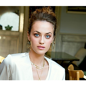 Miabella 18K Gold Over 925 Sterling Silver 2.5mm High Polished Knife Edge Hoop Earrings for Women Made in Italy (50mm (2 Inch))