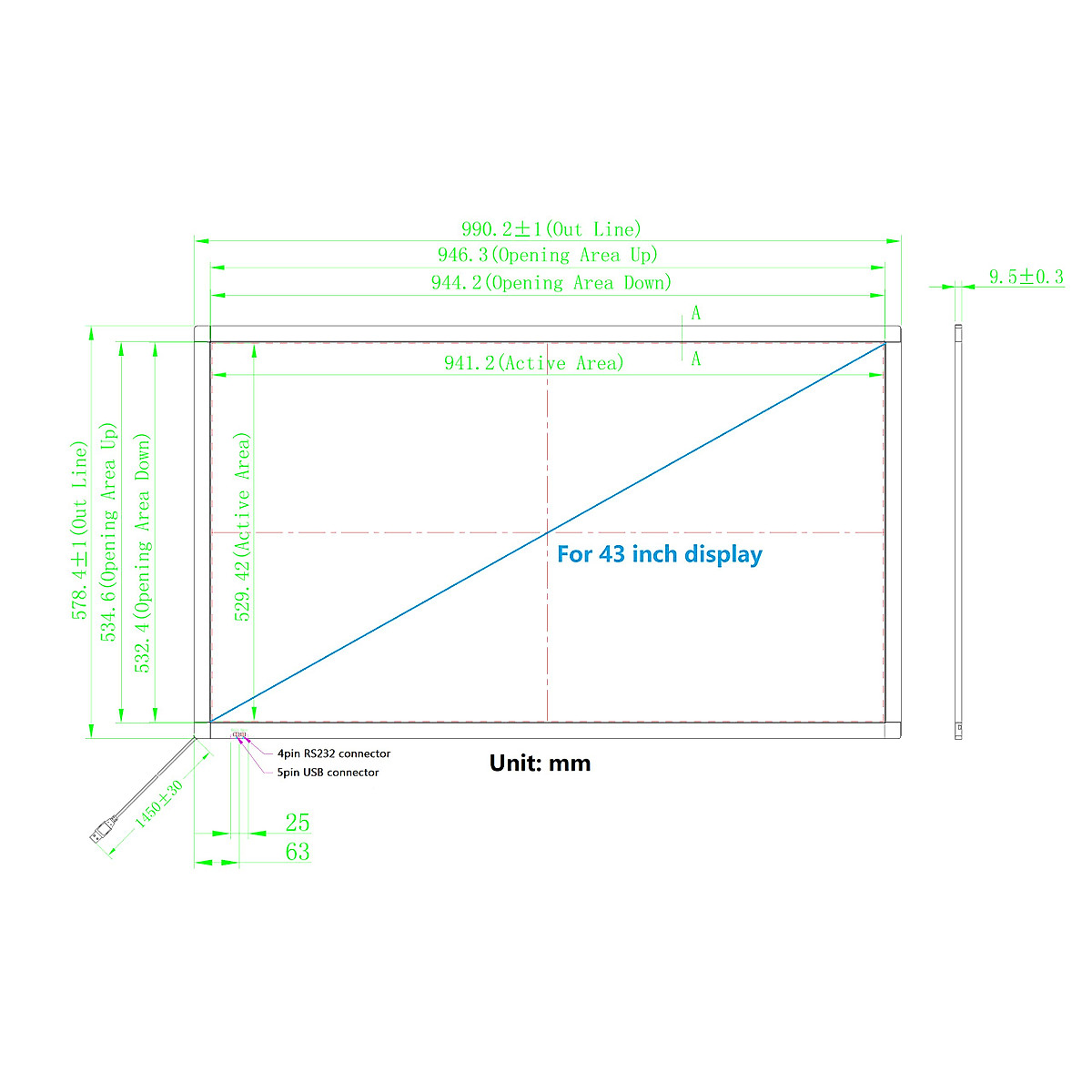 43 Inch Interactive 10 Points Infrared IR Touch Screen Overlay Frame Free Driver…
