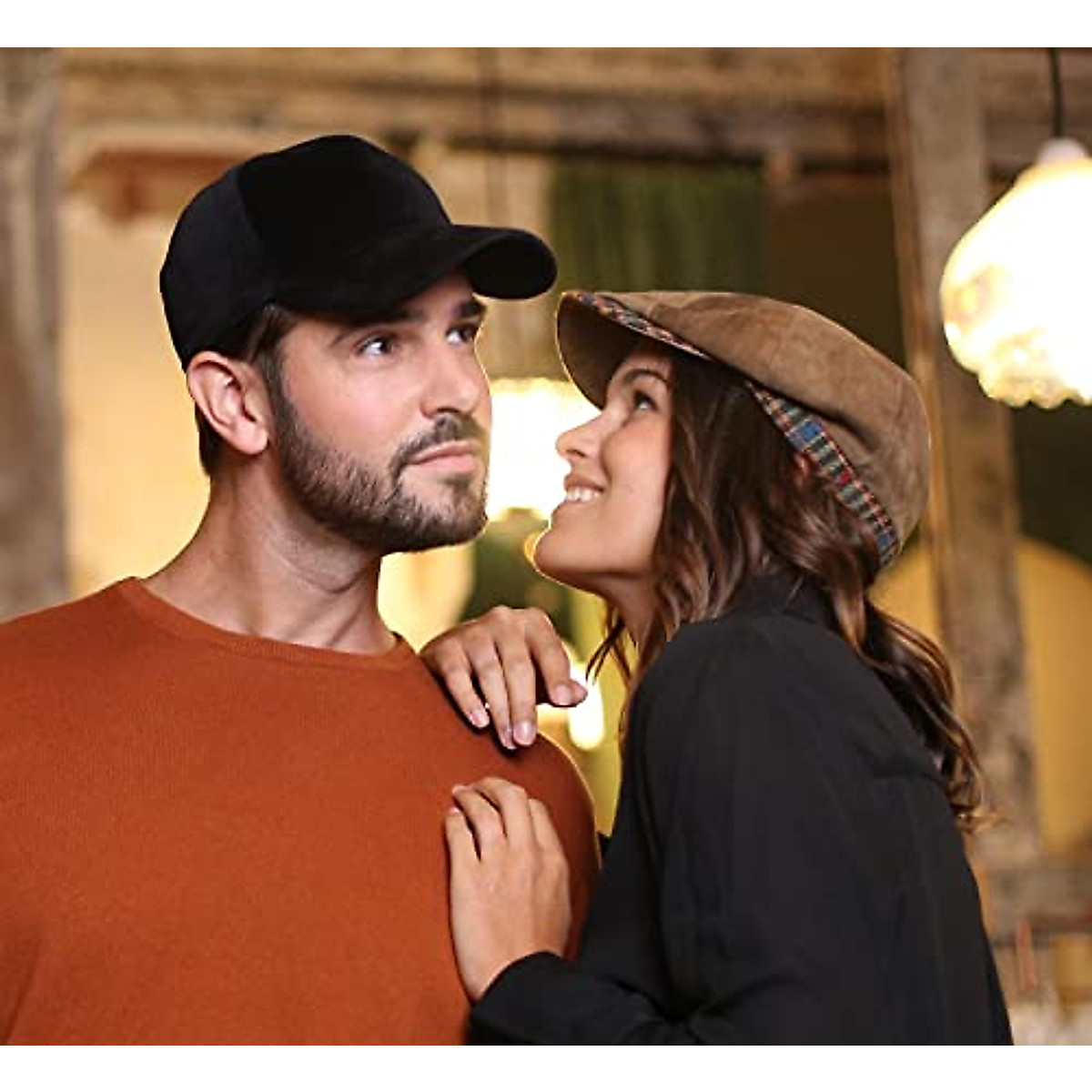 Alfonso D'Este Kioto-18 Leather Newsboy Cap Size L Marron