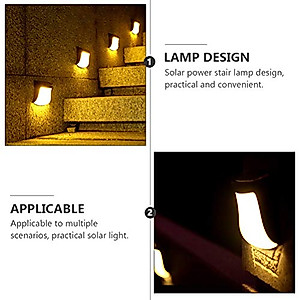 BESPORTBLE 2PCS Solar Powered Stair Light Water Resistant LED Warm Light Step Fence Lamp Landscape Decorative Lamps for Home Garden Patio Yard