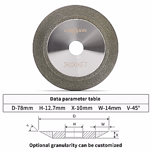 3 Inch 150 Grit Diamond Grinding Wheel Cutter Grinder Tool with 1/2" Bore for Grinding Hard Alloy, Glass, Tiles and Ceramics 78x12.7x10x15mm 1Pc