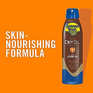 Banana Boat Tanning Dry Oil Clear Spray Sunscreen SPF 8, 6oz | Tanning Sunscreen Spray, Banana Boat Dry Oil, 8 SPF Tanning Oil, Dry Tanning Oil Spray, Oxybenzone Free Sunscreen, 6oz (Pack of 3)