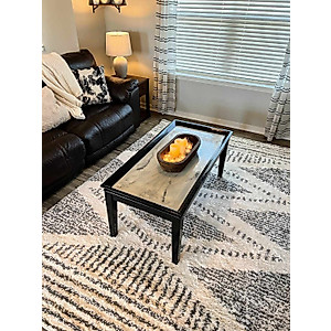 Hauteloom Trunding Moroccan Farmhouse Living Room Bedroom Shaggy Area Rug - Bohemian Shag Rug - Plush High Pile - Southwestern Boho Soft Carpet - Black, Cream, Grey, Beige - 5'3" x 7'3"