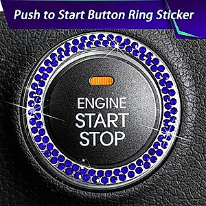 3 Style Bling Car Accessories Set, Car Tire Valve Stem Caps, Car Engine Start Stop Decoration Ring, Crystal Rhinestone Car Cup Holder Coasters, for Women Suits for Most Cars, Trucks and RVs, Blue