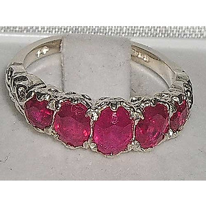LetsBuyGold 925 Sterling Silver Real Genuine Ruby Womens Promise Ring - Size 9