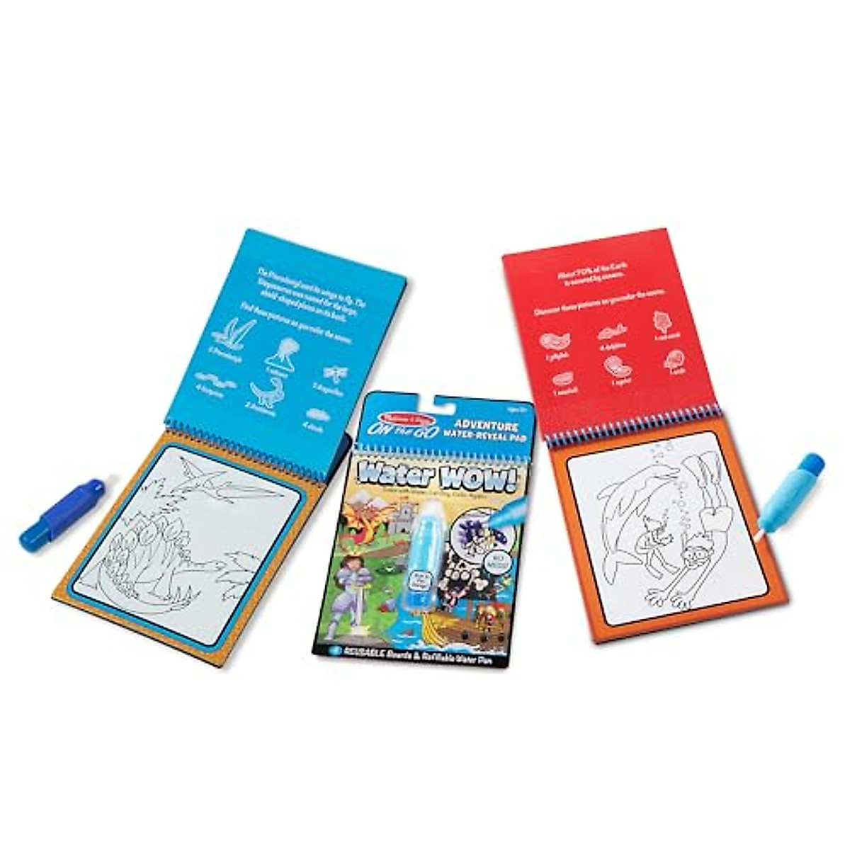 Melissa & Doug On the Go Water Wow! Reusable Color with Water Travel Toy Activity Pad with Chunky Water Pen 3-Pack (Dinosaurs, Adventure, Space) - FSC Certified
