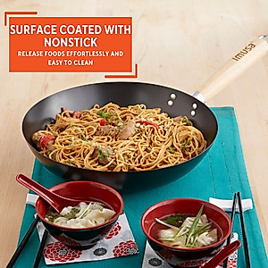 IMUSA USA IMU-52005 Nonstick Wok with Wood Handle 11-Inch
