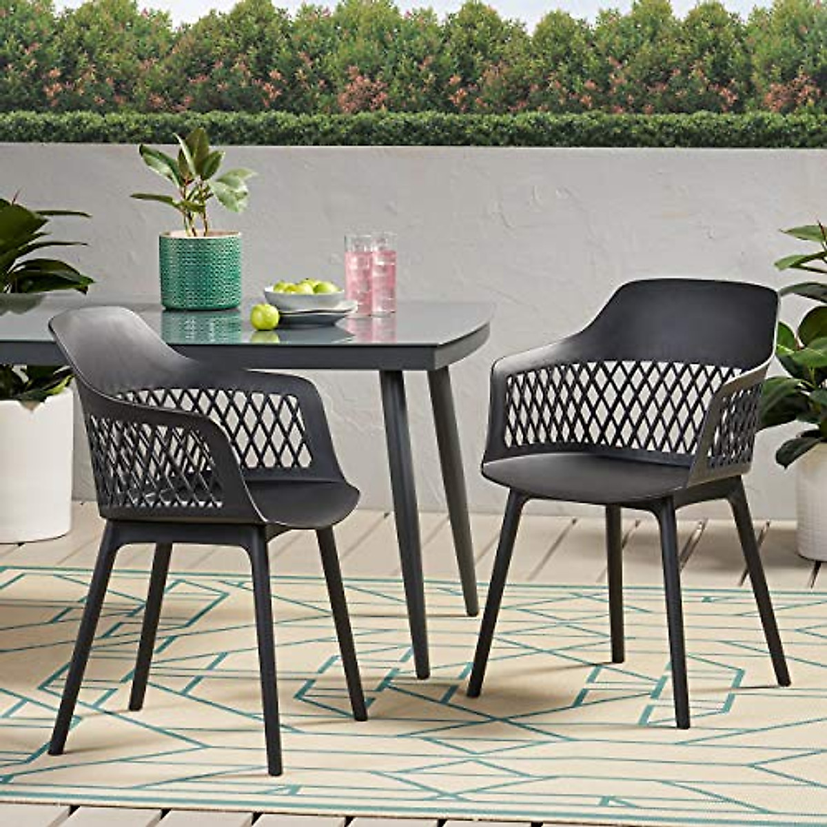 Christopher Knight Home Madeline Outdoor Dining Chair (Set of 2), Black